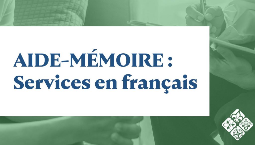 Fiches - Aide-mémoire : services en français - Réseau du mieux-être ...